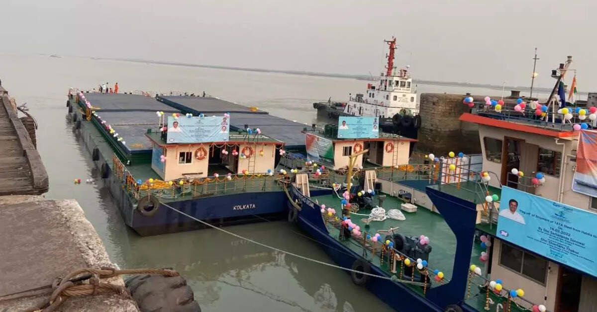 Haldia: Maiden inland waterway Tata Steel cargo transport from Haldia ...